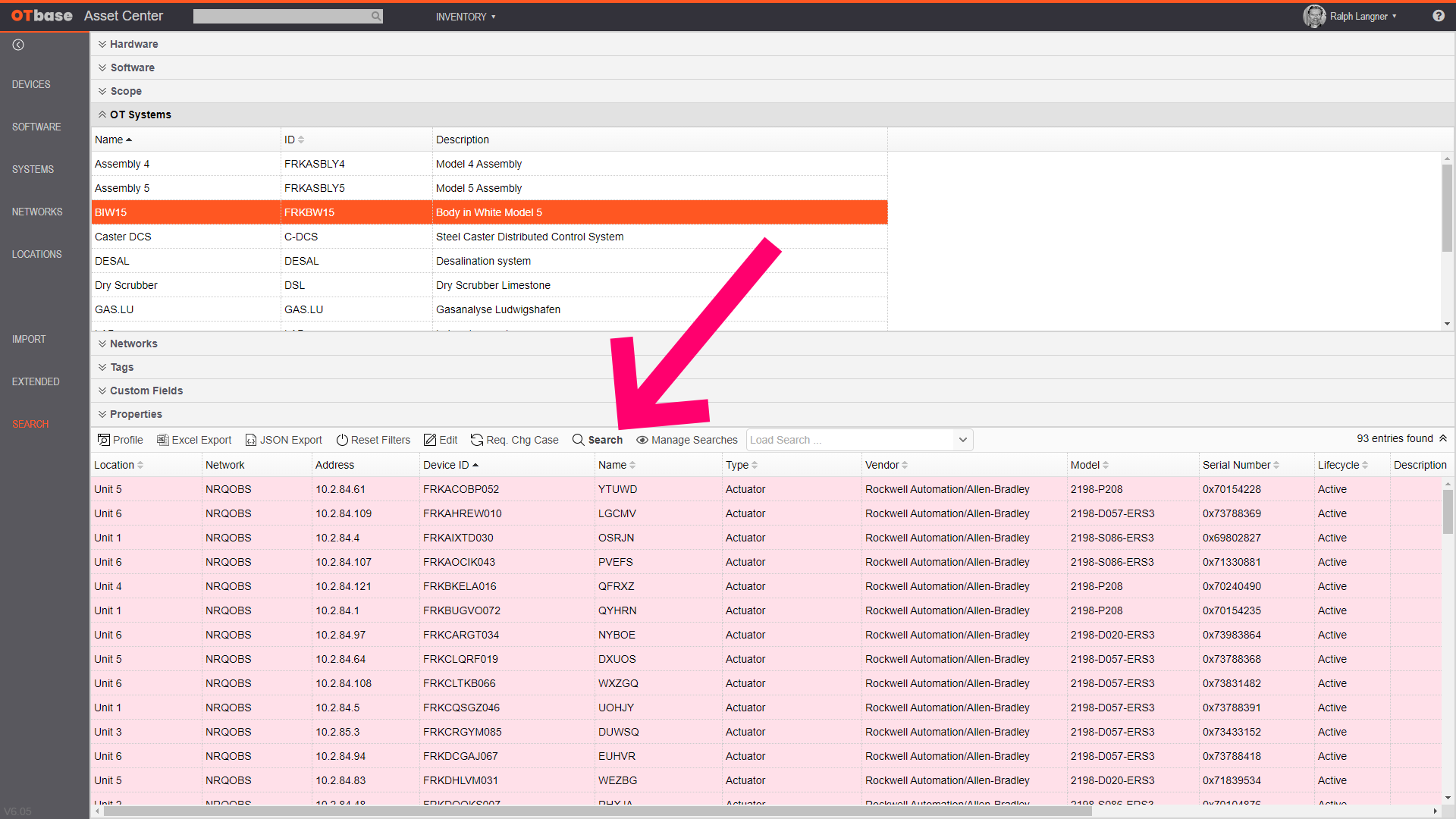Search for devices – OTbase Help Center | Langner, Inc.