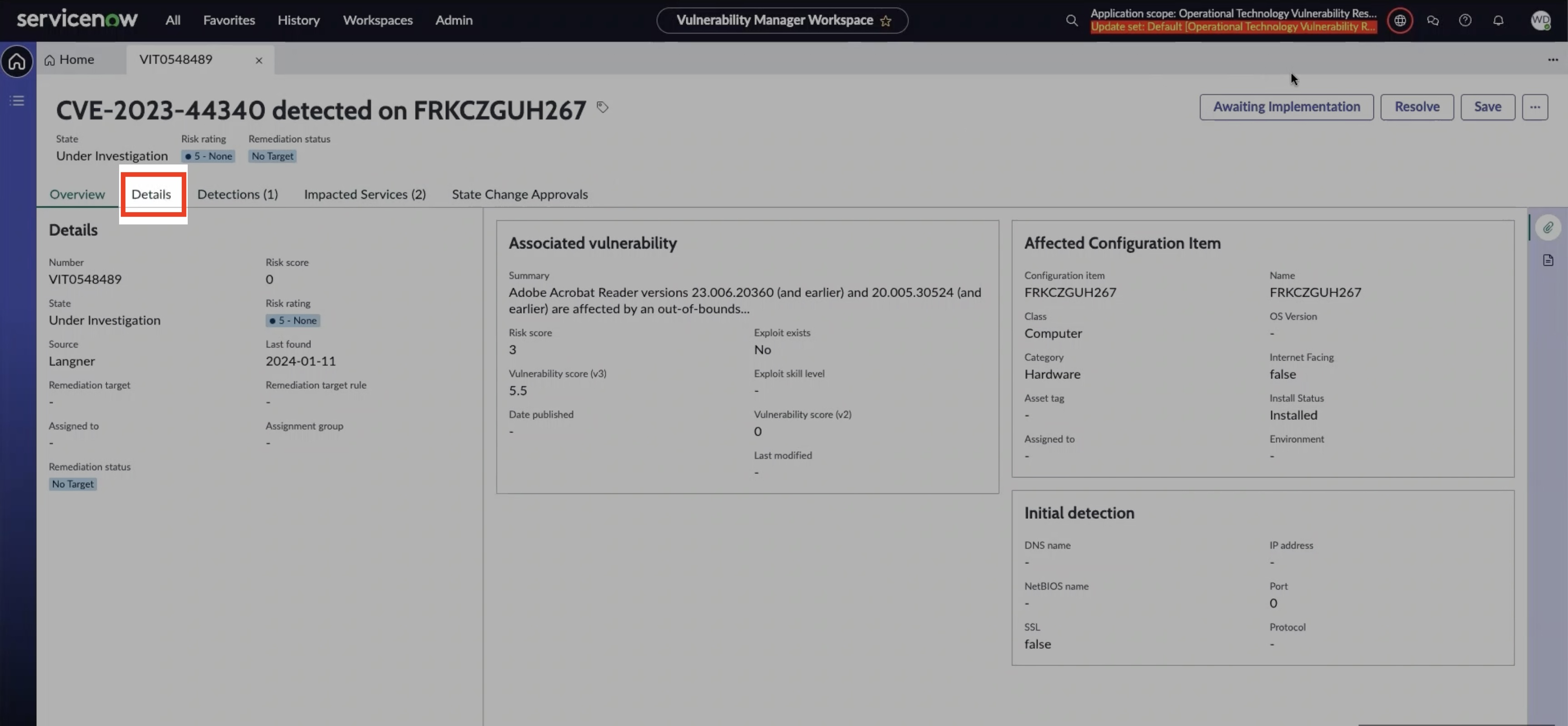 The Vulnerability Manager Workspace – OTbase Help Center | Langner, Inc.