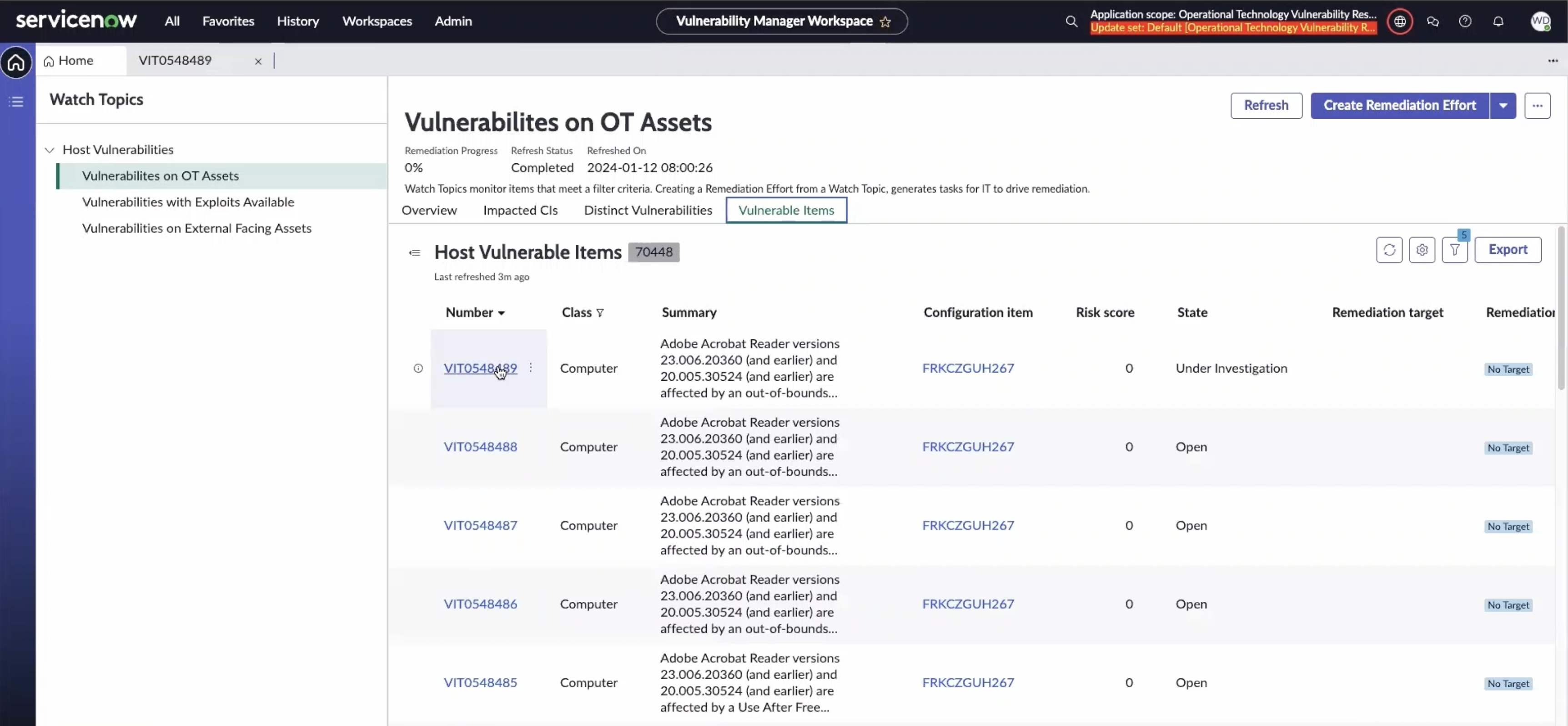 The Vulnerability Manager Workspace – OTbase Help Center | Langner, Inc.