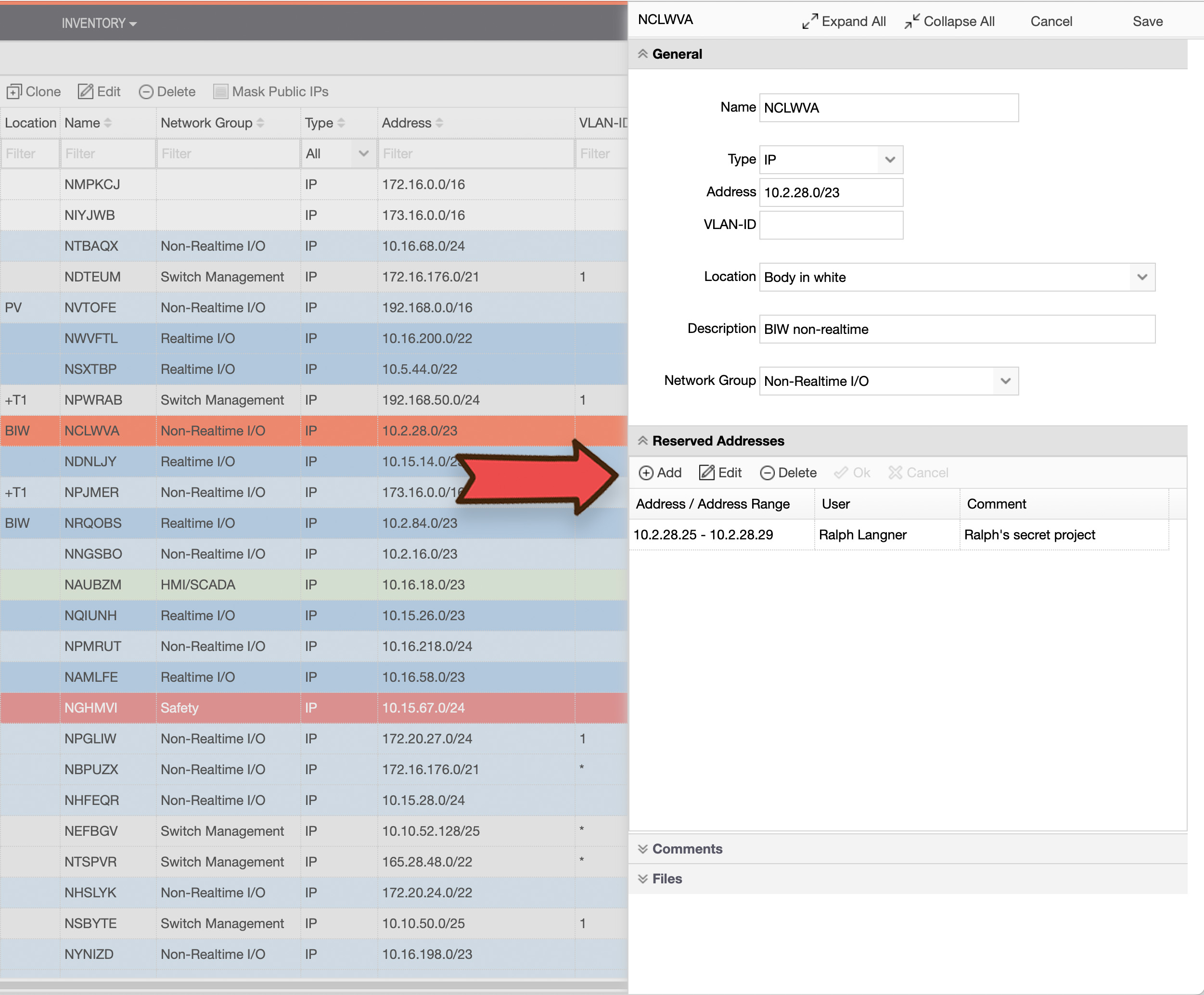 Network metadata and IP address reservation – OTbase Help Center ...