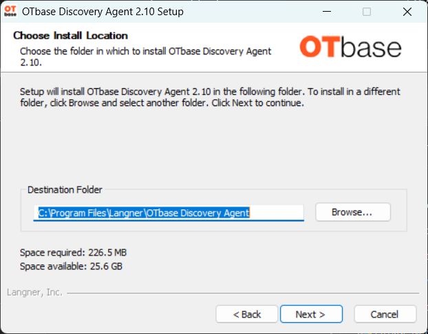Install Discovery Agent on Windows – OTbase Help Center | Langner, Inc.