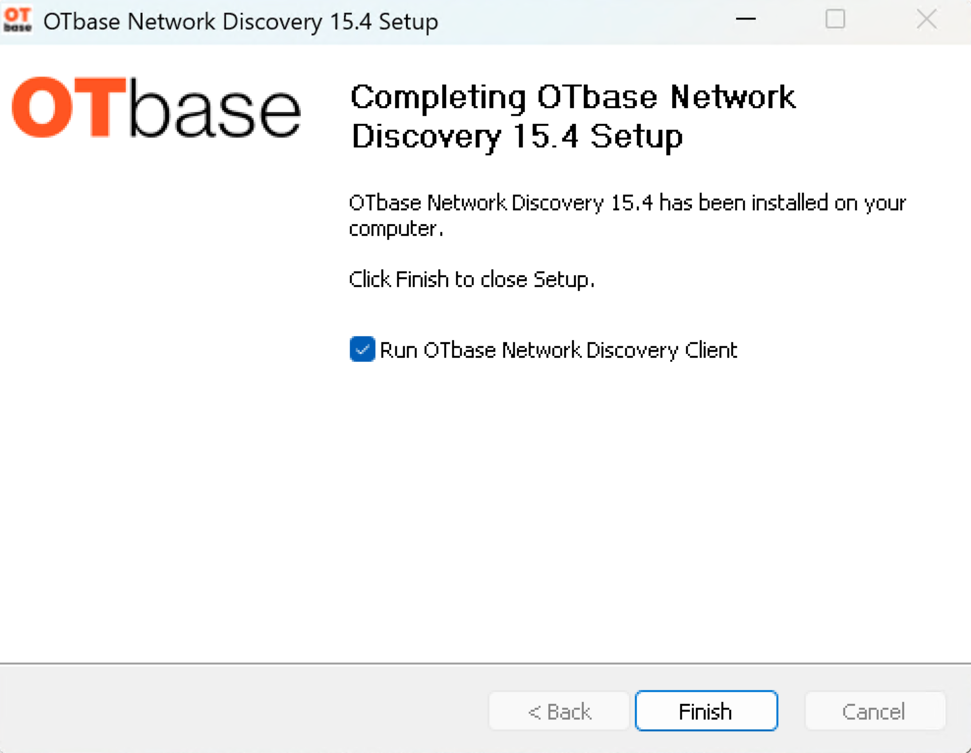 Install Otbase Network Discovery On Windows Otbase Help Center